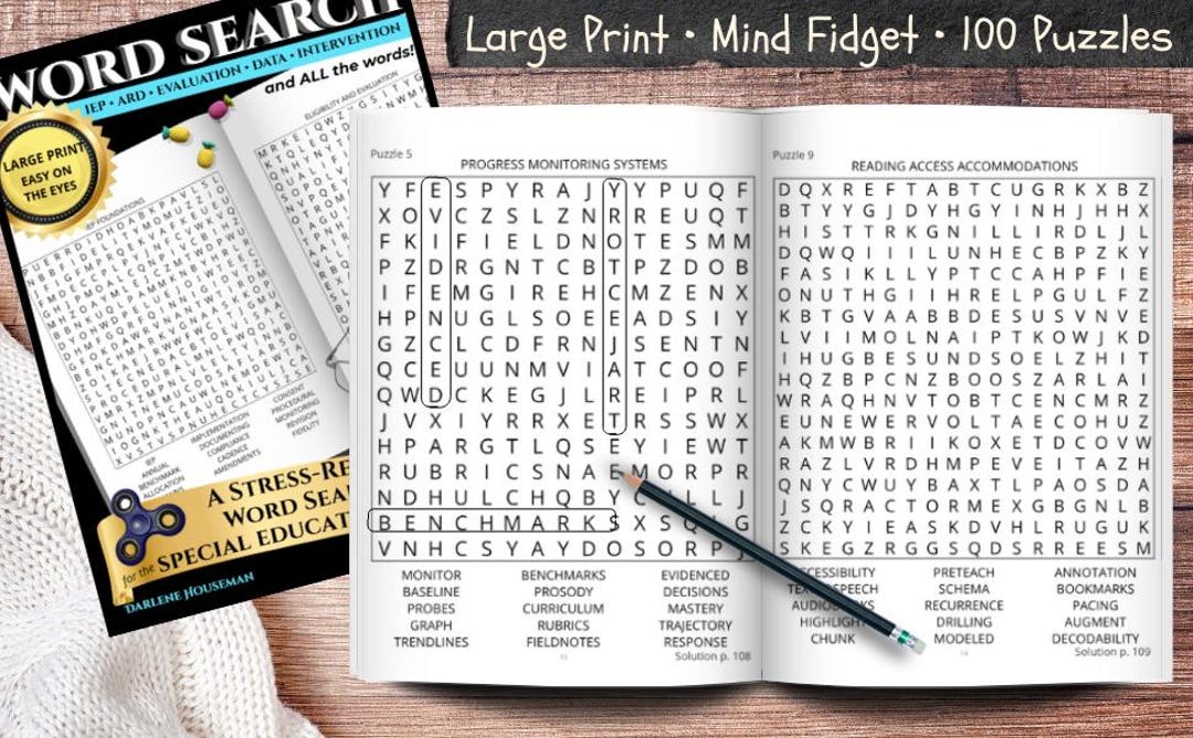 Large Print Word Search - MIND FIDGET Puzzle Book for Focus & Calm - A ...