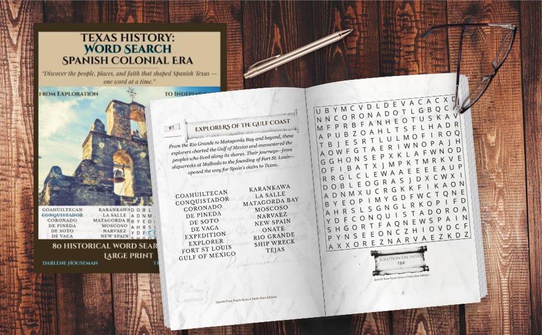 Texas History Word Search – Spanish Colonial Era Puzzle (large Print ...