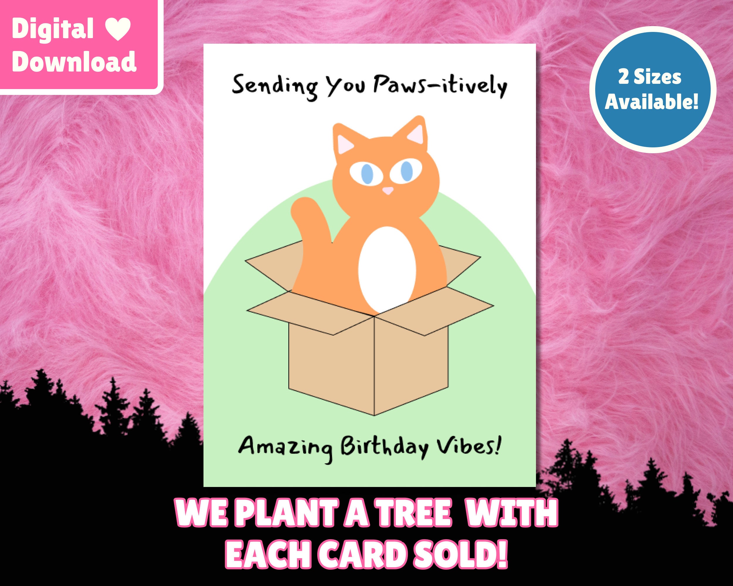 Printable Cat Birthday Card Orange Cat in the Box Digital - Etsy México