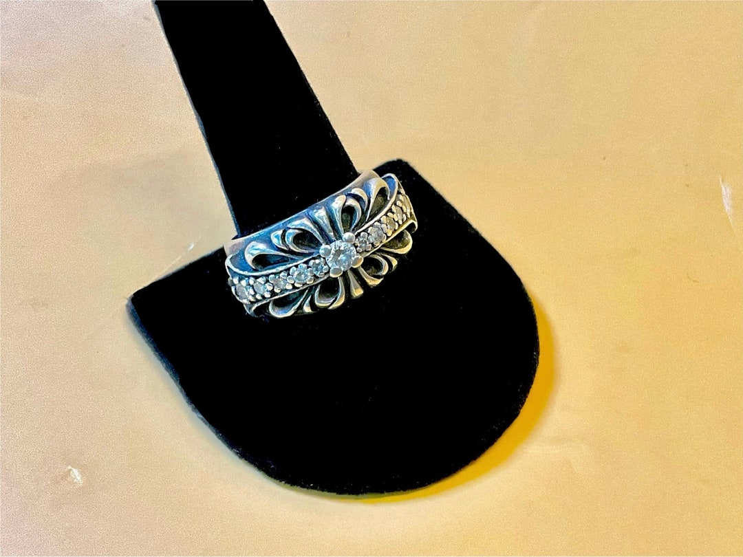 Chrome Hearts Sterling Silver Floral Cross Ring W/ After Market ...