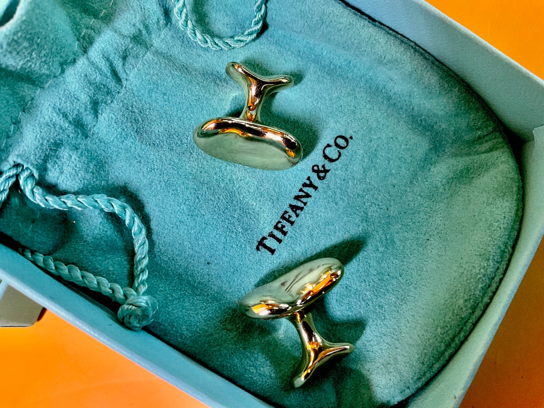 Tiffany Co 18k Yellow Gold Elsa Peretti Bean Cuff Links Cufflinks - Etsy