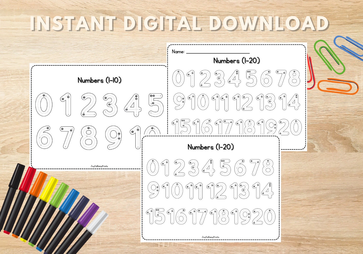 Number Tracing Template, Number Tracing Printable, Kinder Number ...