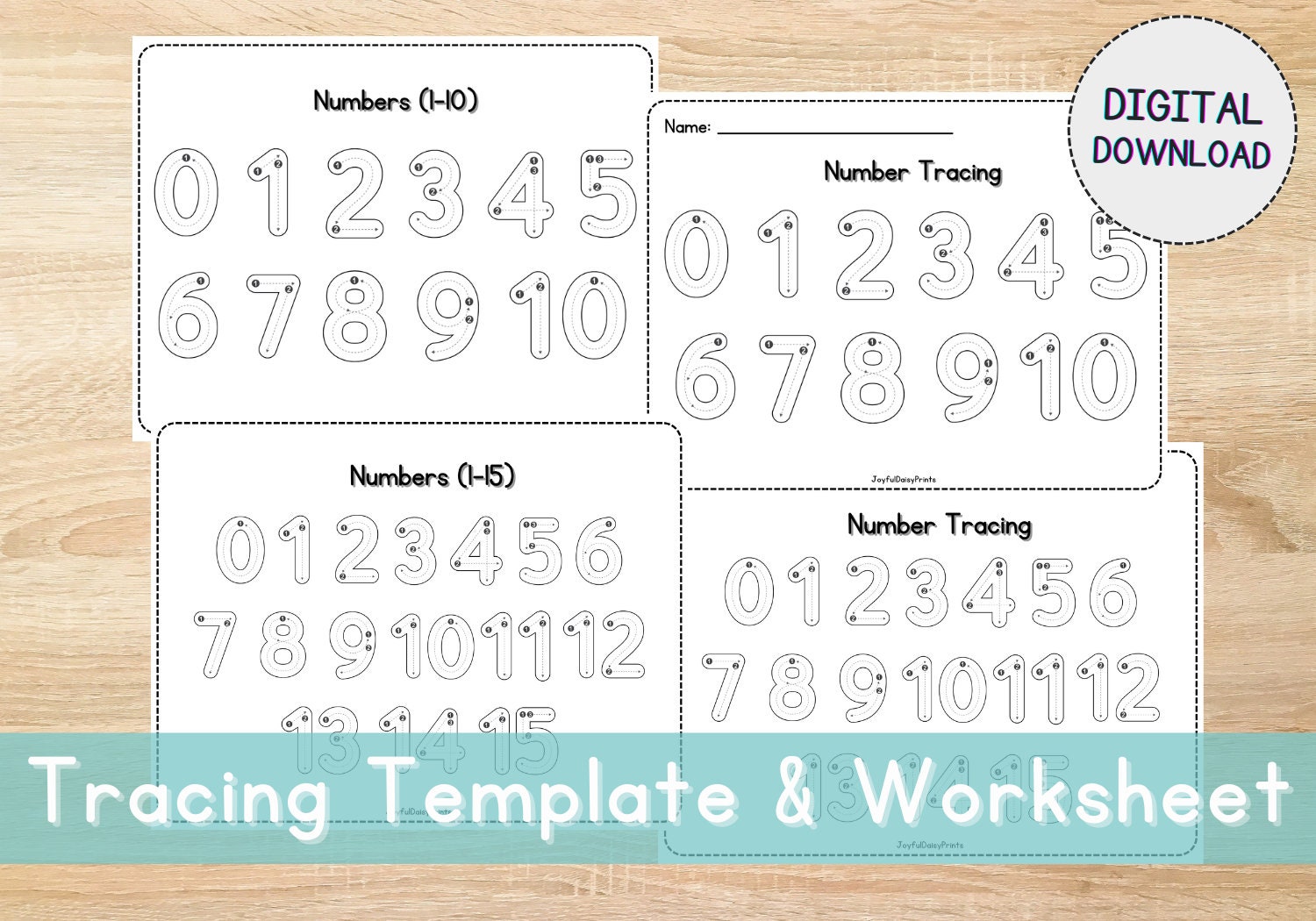 Number Tracing Template, Number Tracing Printable, Kinder Number ...