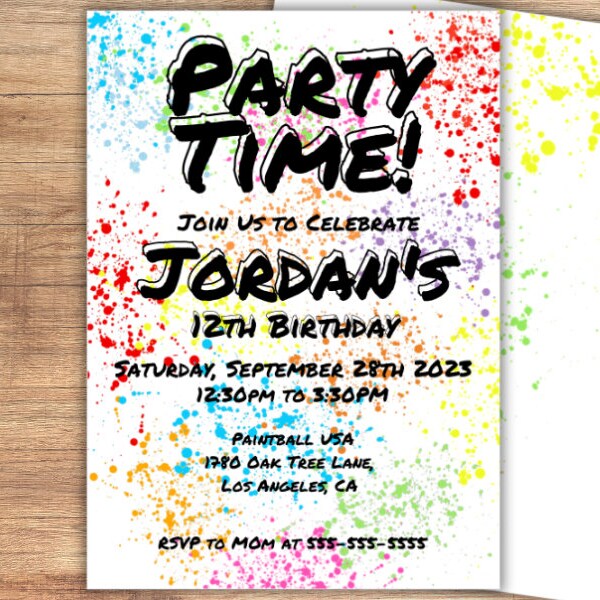 Paint Splatter Invitation - Etsy Canada