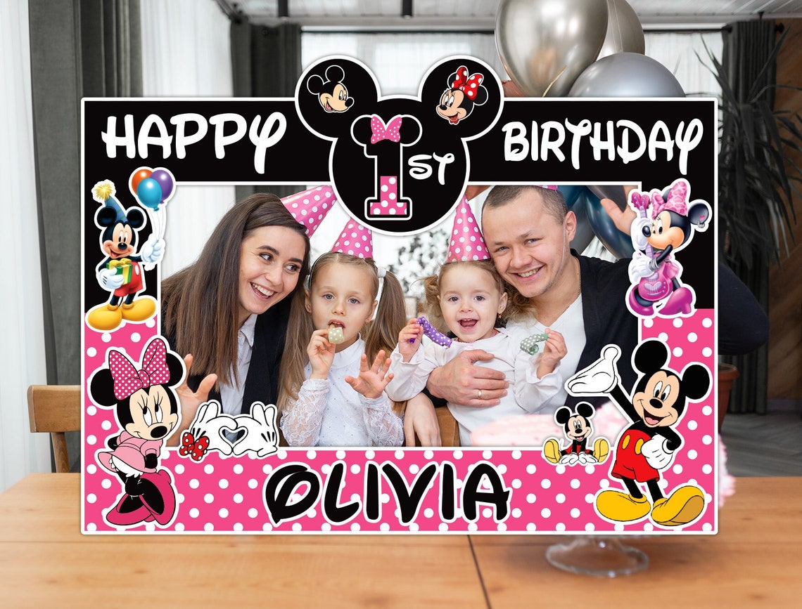 Personalized Mickey Minnie Selfie Frame, Birthday Selfie Frame, Custom ...