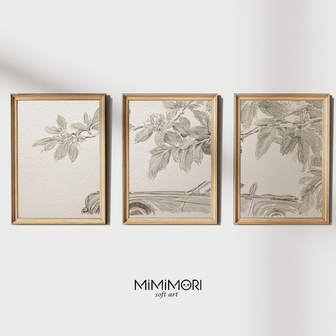 Sketch Art Triptych | Minimalist Line Art | Pencil Drawing | Automotive ...