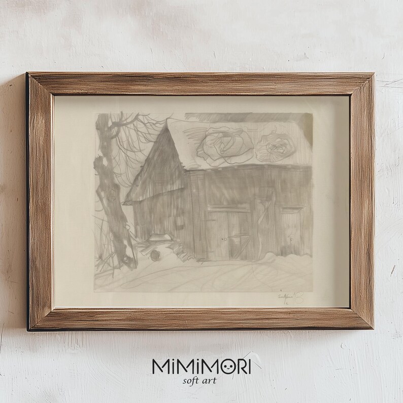 Rustic Barn Pencil Sketch | Countryside Farmhouse Drawing | Mysterious ...