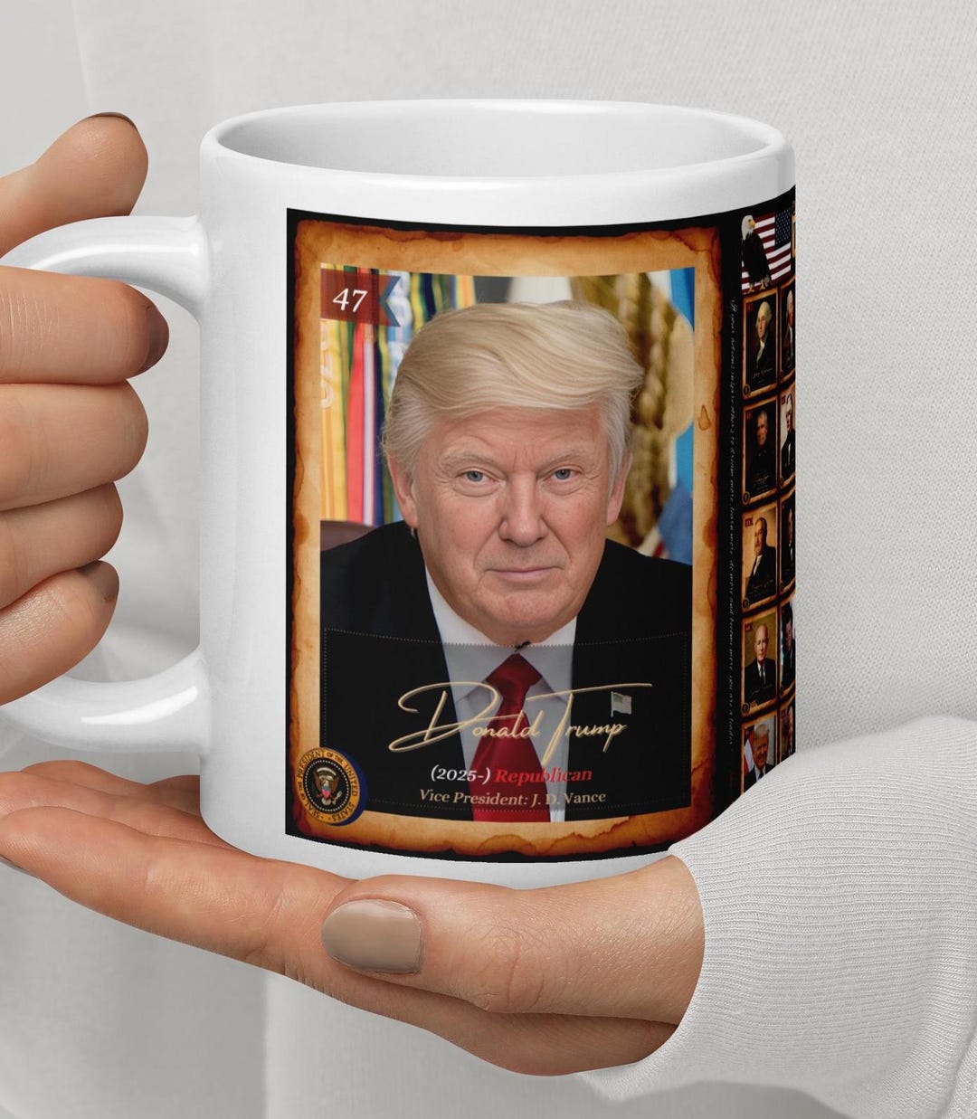 Mug 47 Presidents Vintage Portraits Featuring President Donald Trump ...