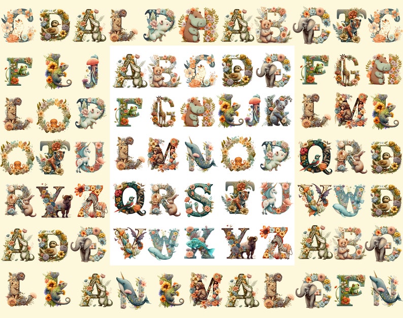 Hidden Animal Alphabet Garden Digital Download in JPG, PNG, PDF - Etsy