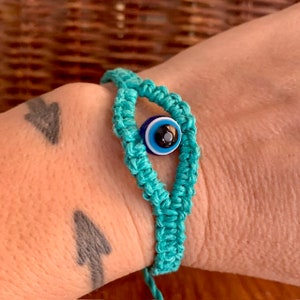 Handmade Evil Eye Hemp Guardian Bracelet/anklet - Hemp Jewelry for ...