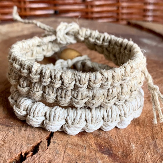 Customizable Handmade Hemp Bracelet or Anklet Lark Head Knotting. Boho Hippie Style Hemp Jewelry is a Great Unisex Gift for Him or Her. Etsy