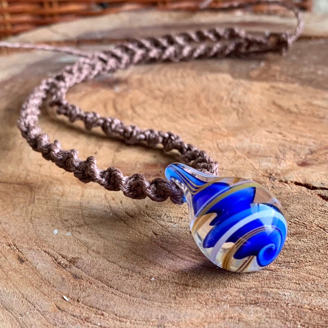 Custom Handmade Hemp Necklace With Super Cool Blown Glass Swirl Pendant ...