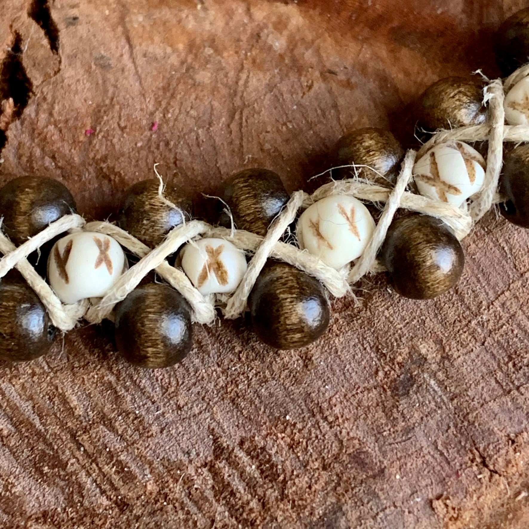 Ready-to-ship Handmade Hemp Necklace: Tribal Design With Carved Bone ...