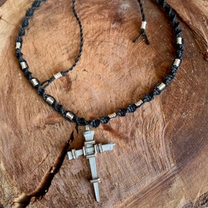 Handmade Hemp Necklace: Metal Crucifix, Boho Hippie Jewelry - Etsy