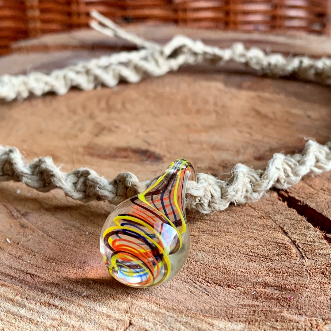 Handmade Hemp Necklace With Blown Glass Swirl Pendant! Customizable ...