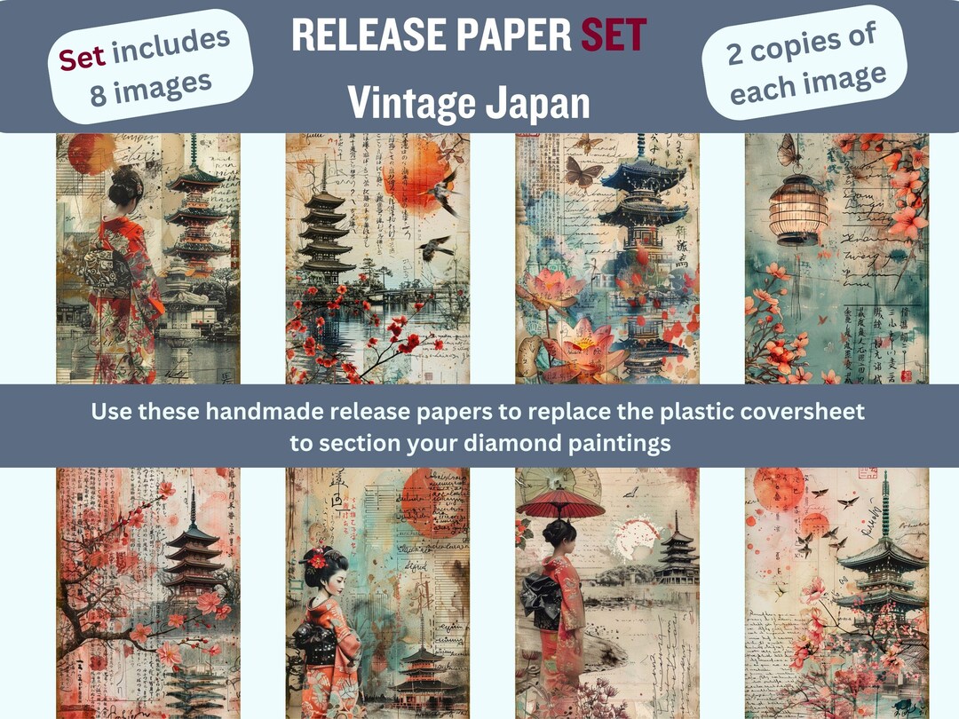 Release Papers - Vintage Japan Set Release Paper, Patterned Diamond ...