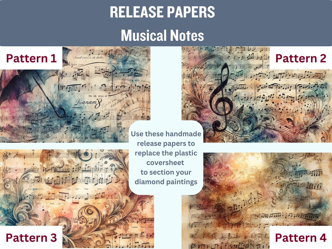Release Papers - Musical Notes Release Paper, Patterned Diamond ...