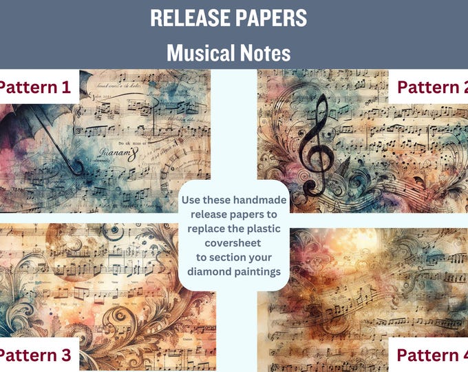 Release Papers - Musical Notes Release Paper, Patterned Diamond ...