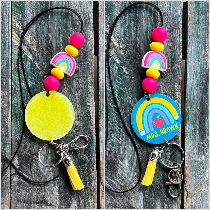 Lanyard Teacher Lanyard Beaded Teacher Lanyard ID Badge Holder Cute ...