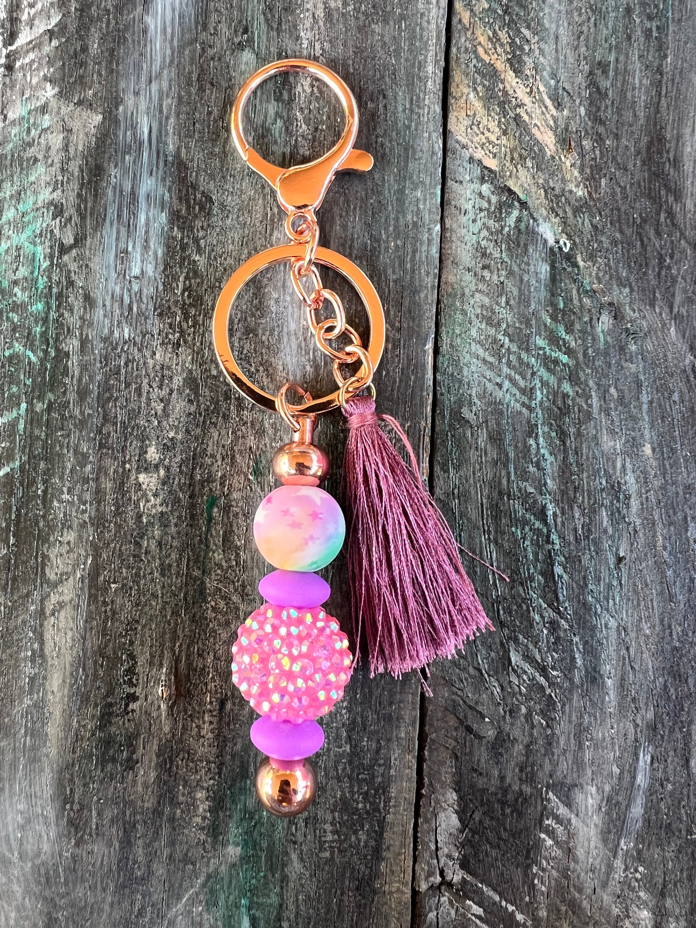 Bar Keychain Beaded Keychain Custom Beaded Keychain Cute Custom Beaded ...