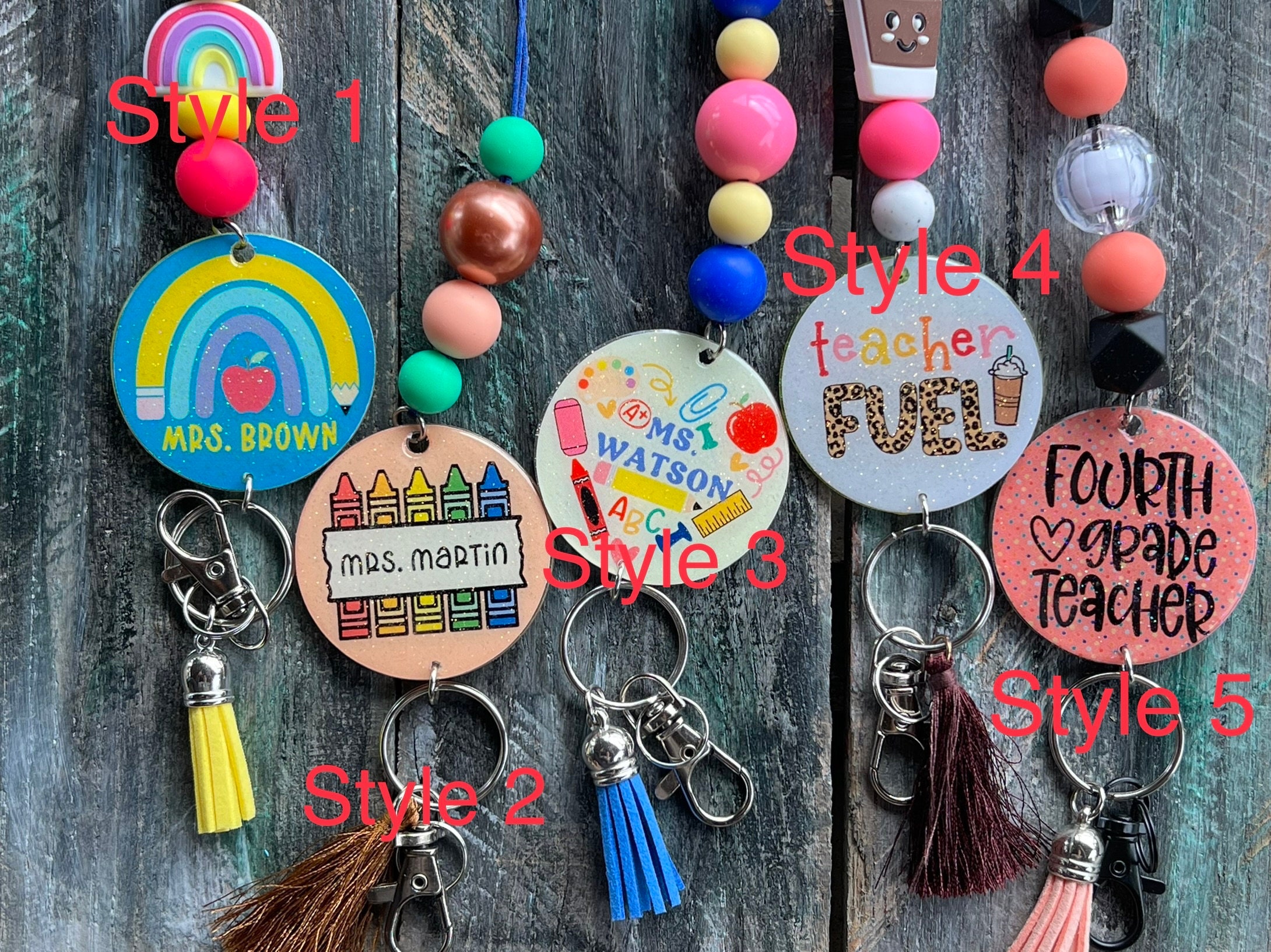 Lanyard Teacher Lanyard Beaded Teacher Lanyard ID Badge Holder Cute ...