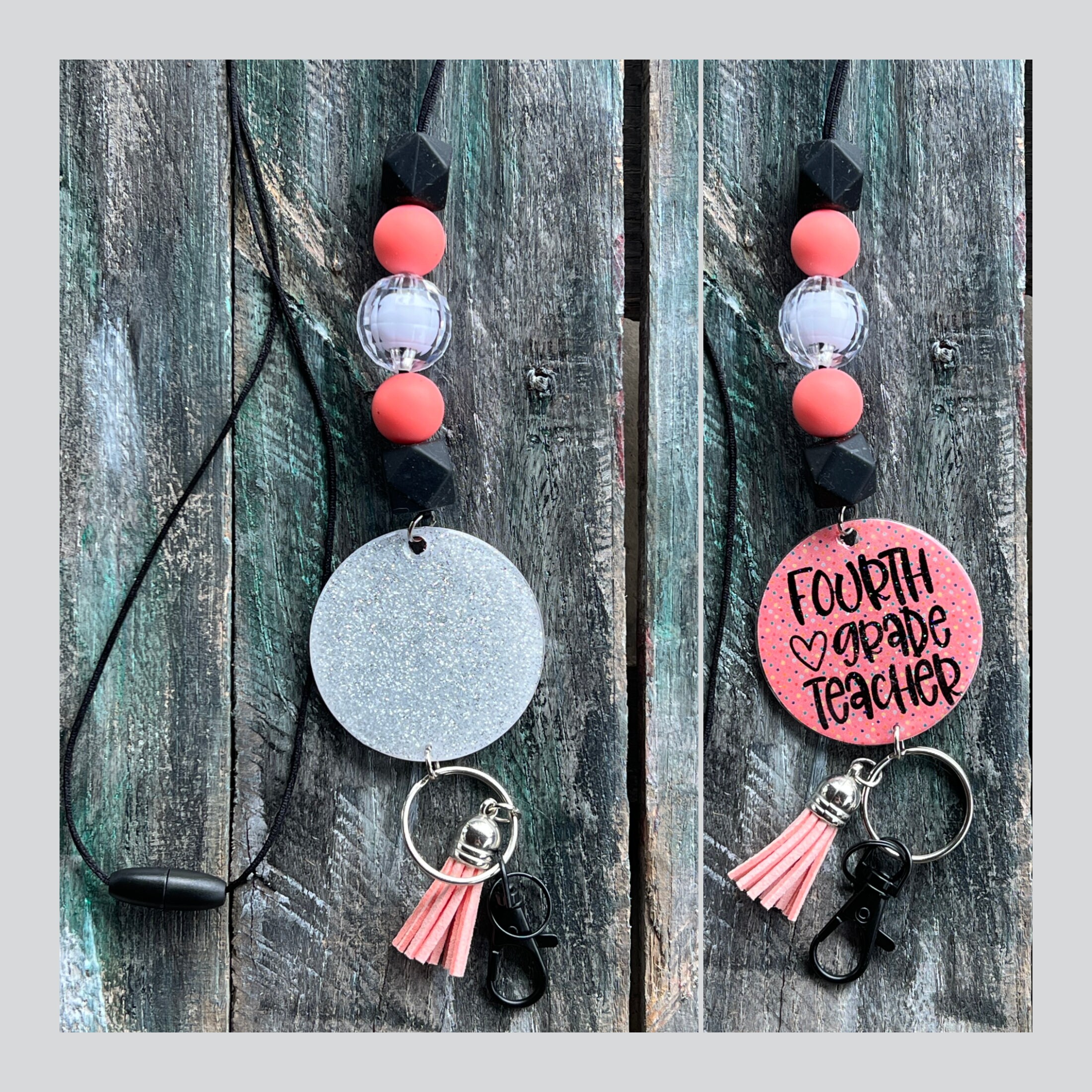 Lanyard Teacher Lanyard Beaded Teacher Lanyard ID Badge Holder Cute ...