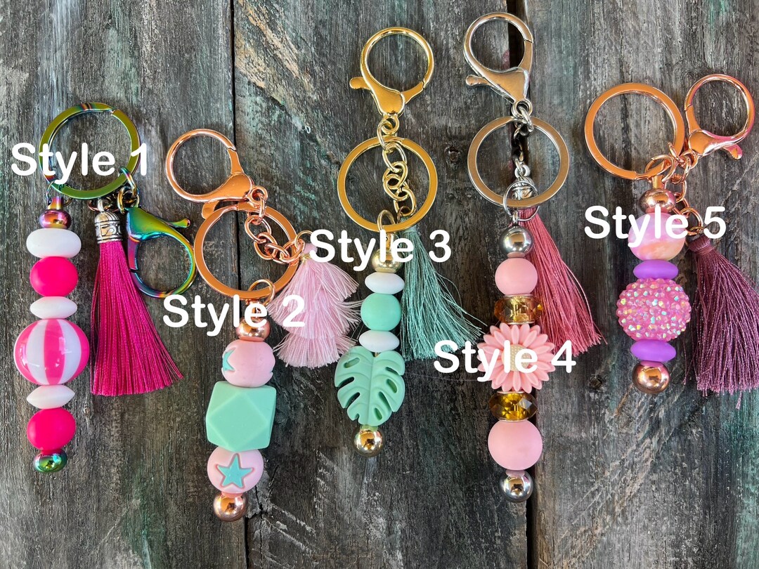Customizable Beaded Keychain, Unique Silicone Beads, Gift for Her - Etsy