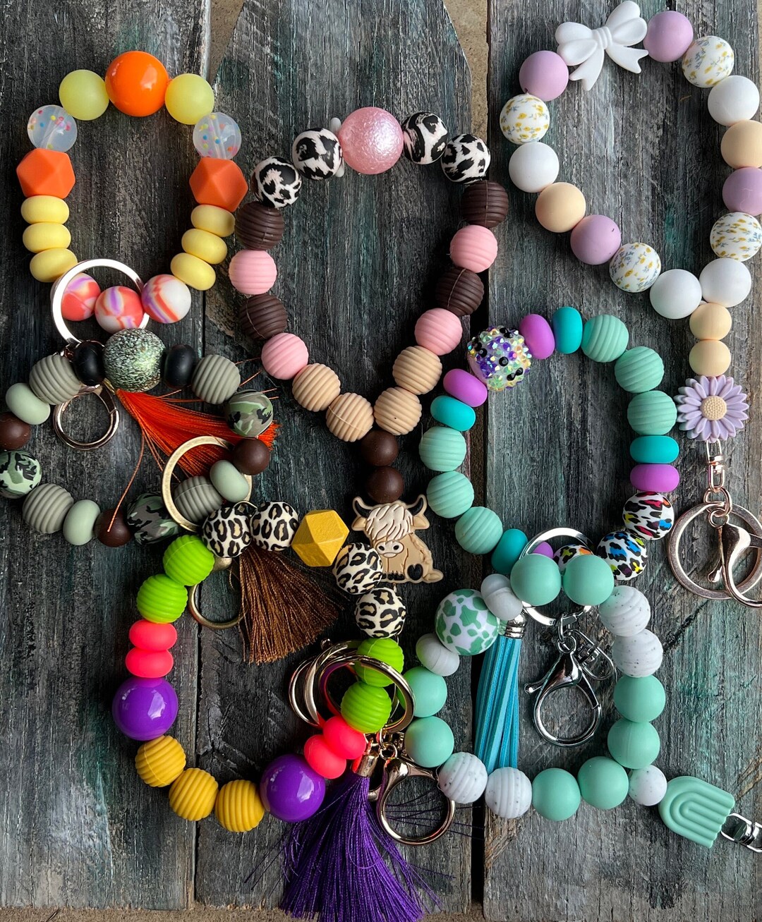 Wristlet Keychain Beaded Wristlet Custom Keychain Colorful Beaded ...