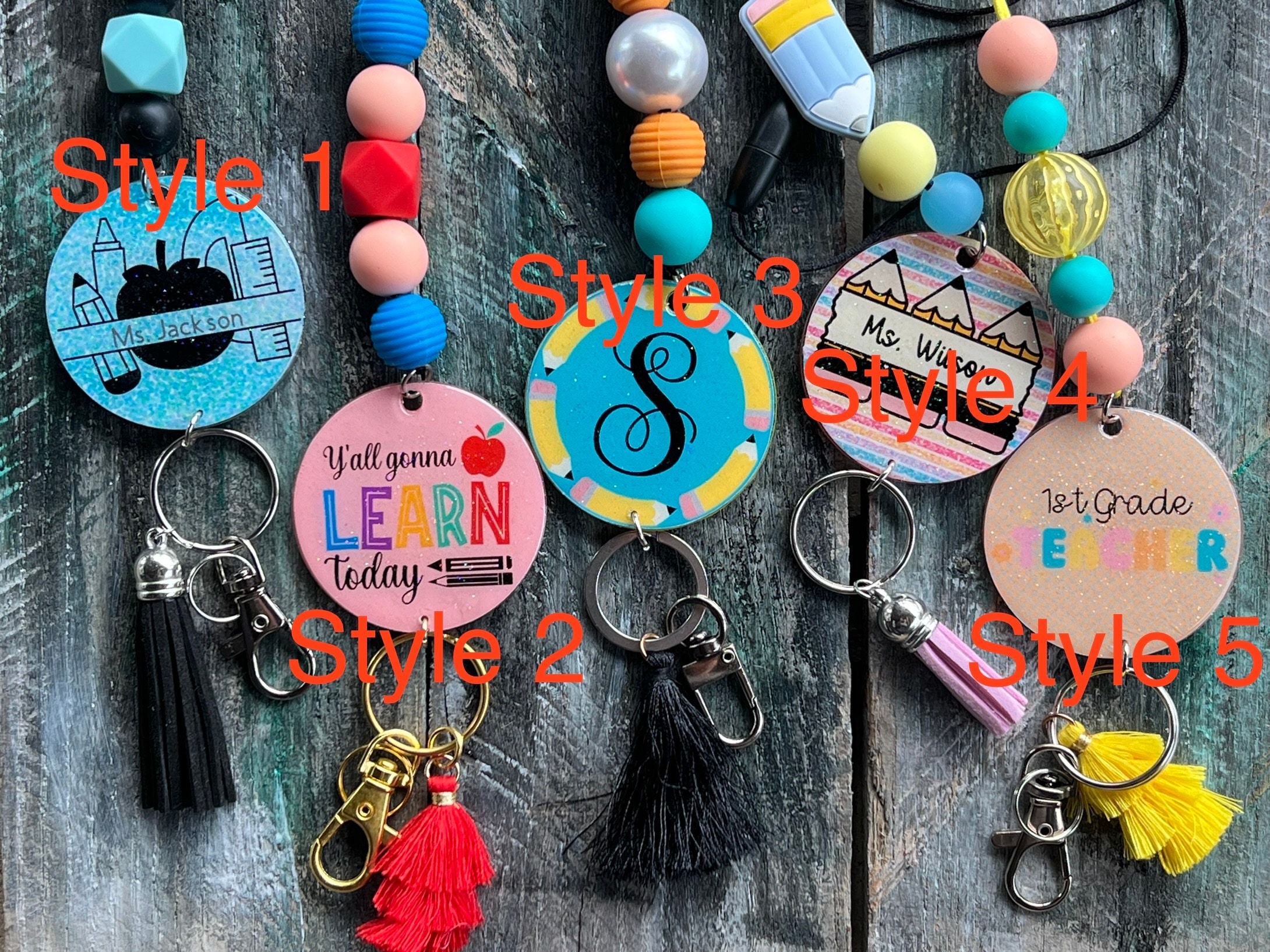 Lanyard Teacher Lanyard Beaded Teacher Lanyard ID Badge Holder Custom ...