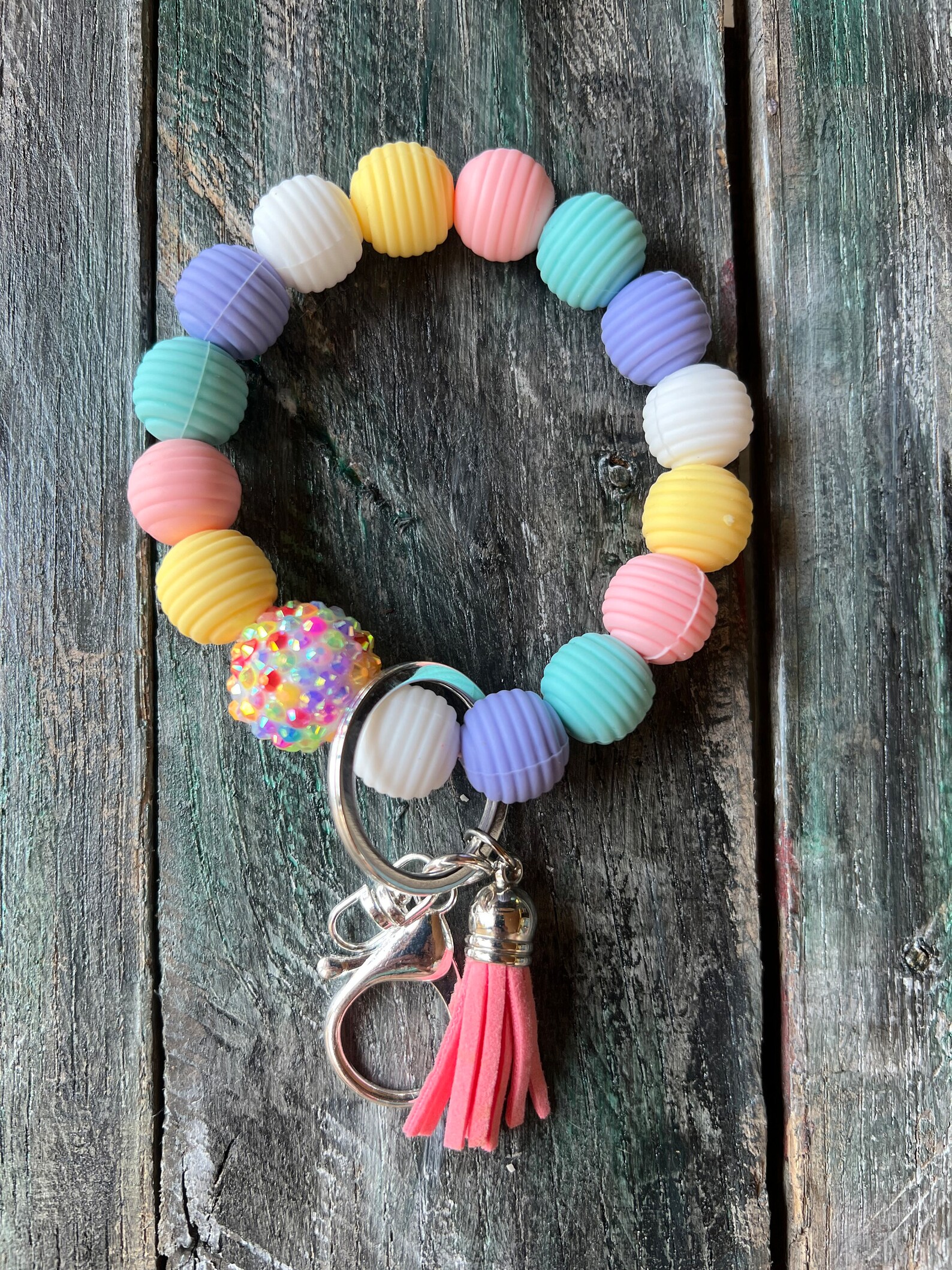 Wristlet Keychain Beaded Wristlet Custom Keychain Colorful Beaded ...