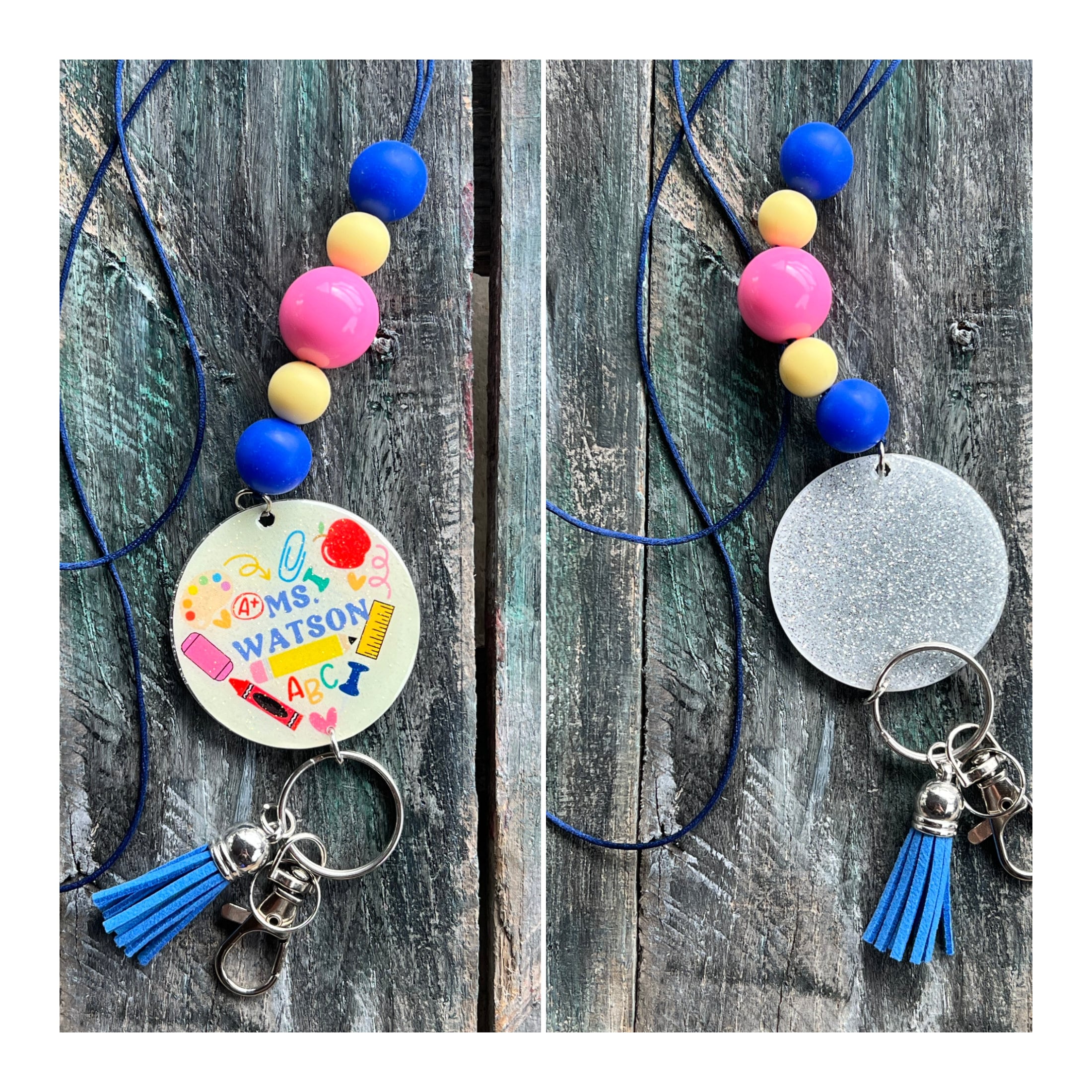 Lanyard Teacher Lanyard Beaded Teacher Lanyard ID Badge Holder Cute ...