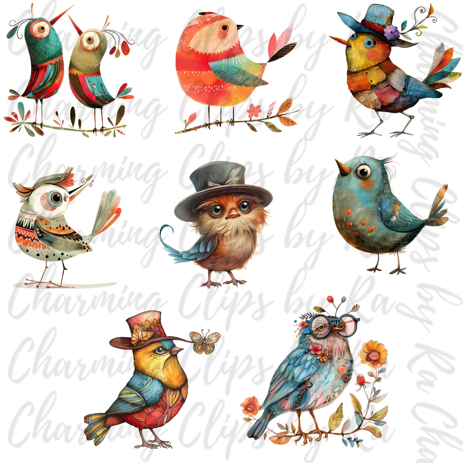 Quirky Bird Clipart Funny Bird Png Cute Caricature Birds Bird Images ...