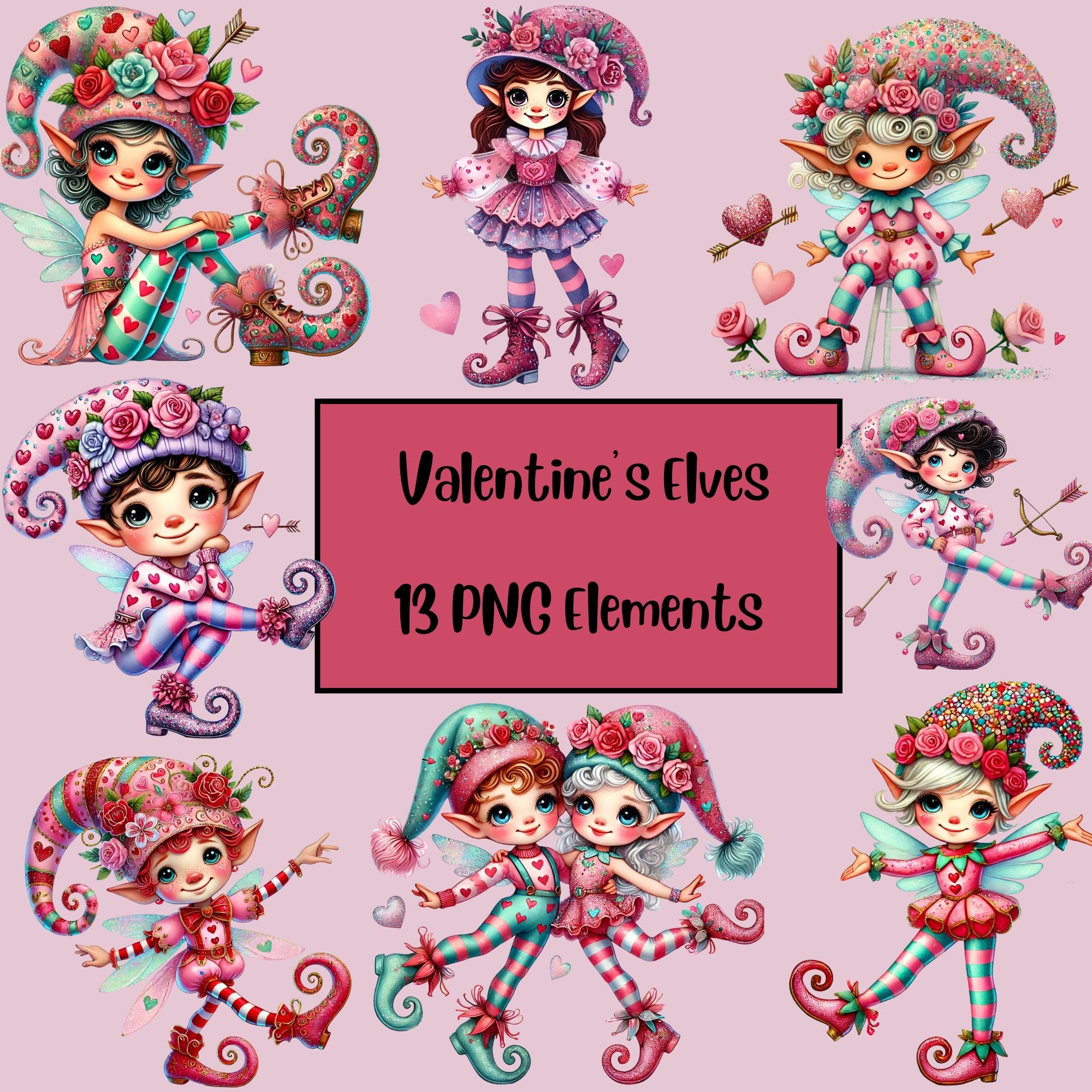 Valentine Elf PNG, Valentine Love Days PNG, Sublimation, Heart ...