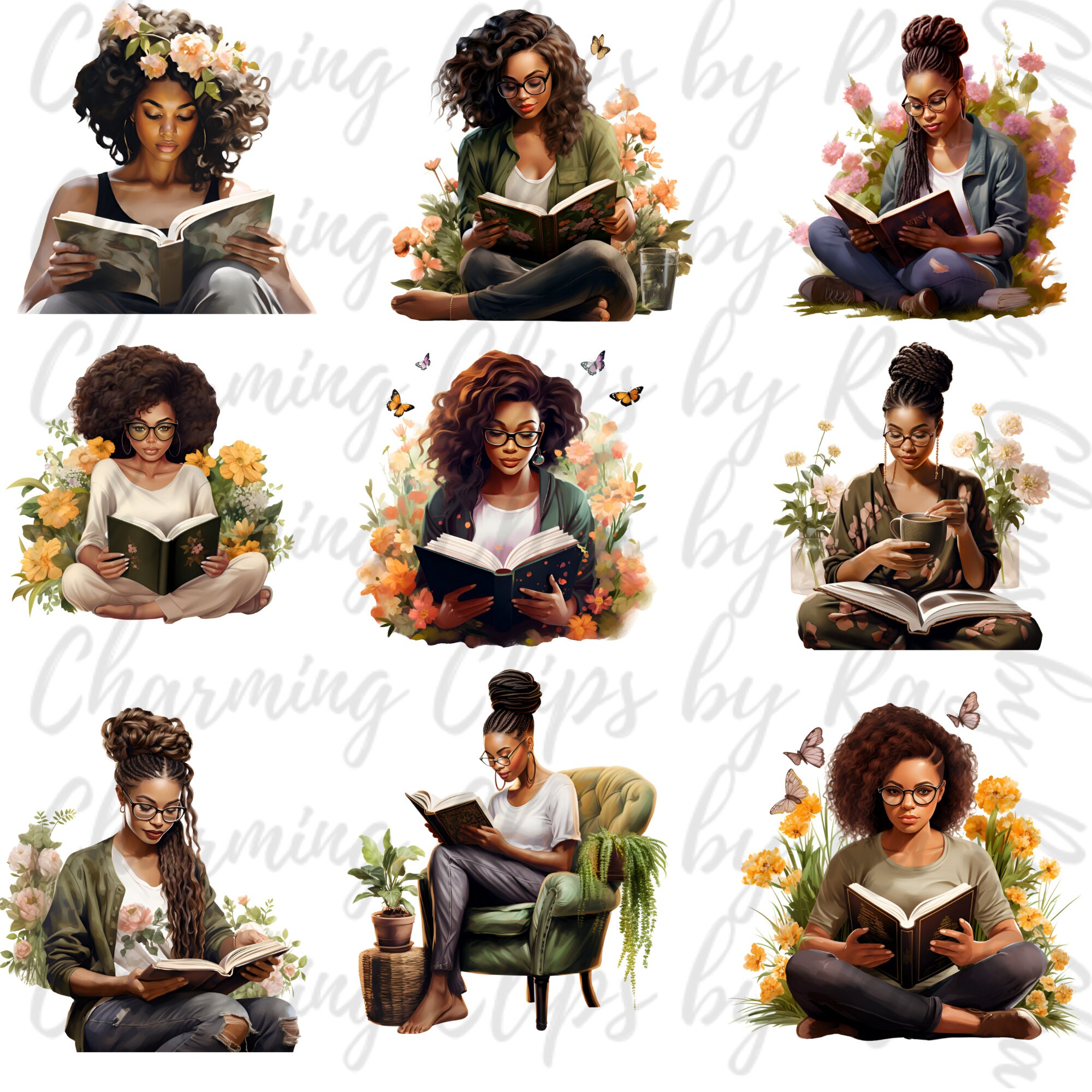 Bookworm Clipart, Booklover PNG, Reading-clipart, Girl Reading Clipart ...