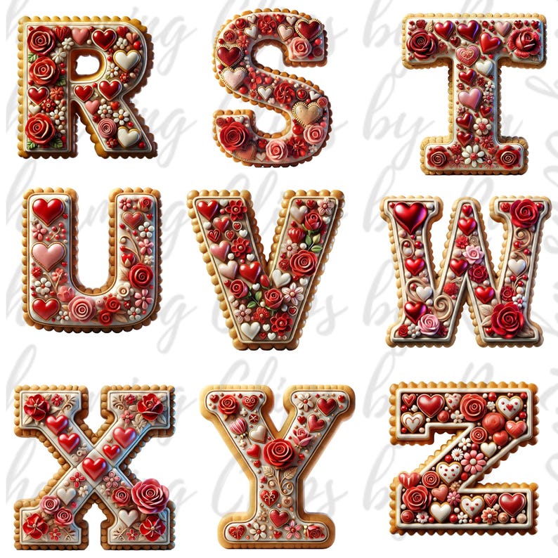 Valentines Day Alphabet PNG, Floral Alphabet, Valentines Letters, Love ...