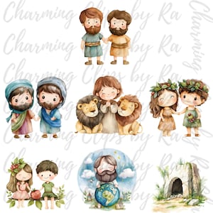 Bible Stories Clipart Bundle, Christianity Clipart, Biblical Characters ...
