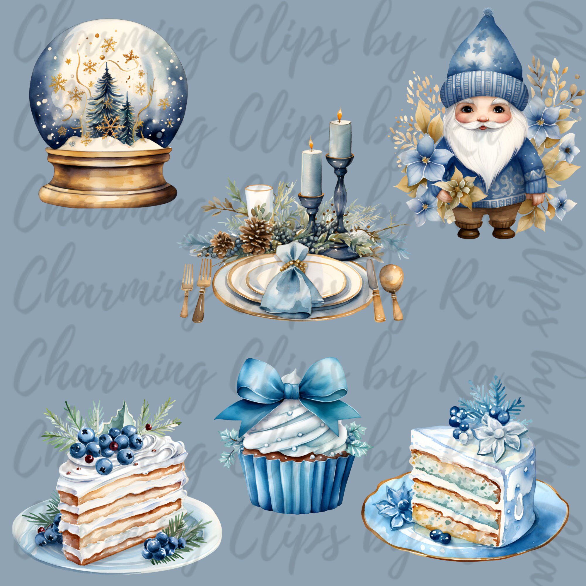 Watercolor Winter Clipart, Holiday Clipart, Winter Woodland, Animals ...