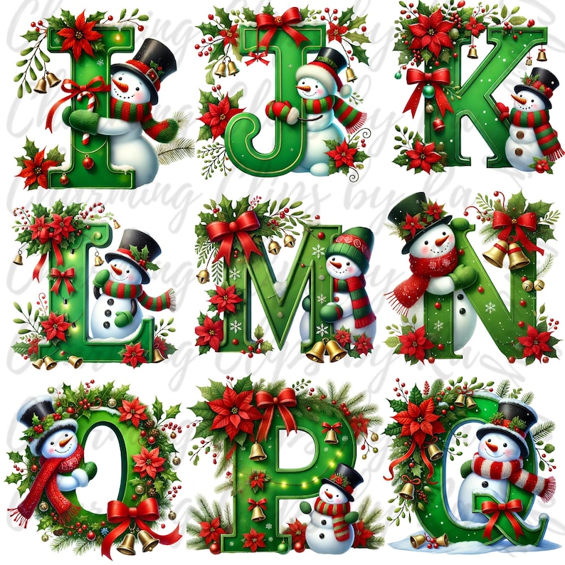 Christmas Alphabet PNG Bundle, Snowman Letters PNG, Christmas Letters ...