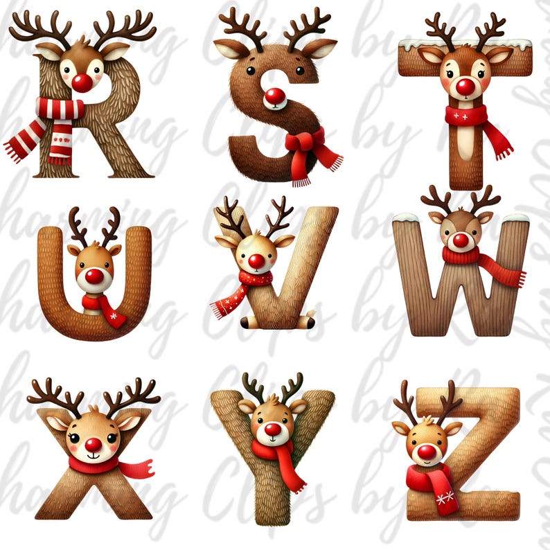 Christmas Alphabet PNG, Reindeer Letters, Decorative Letters, Holiday ...