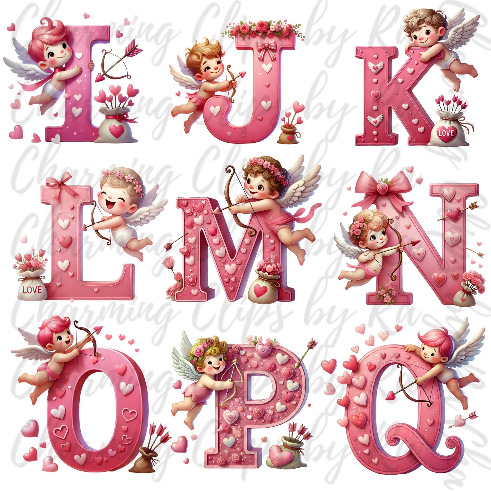 Valentines Day Alphabet PNG, Valentines Letters, Love Clipart ...