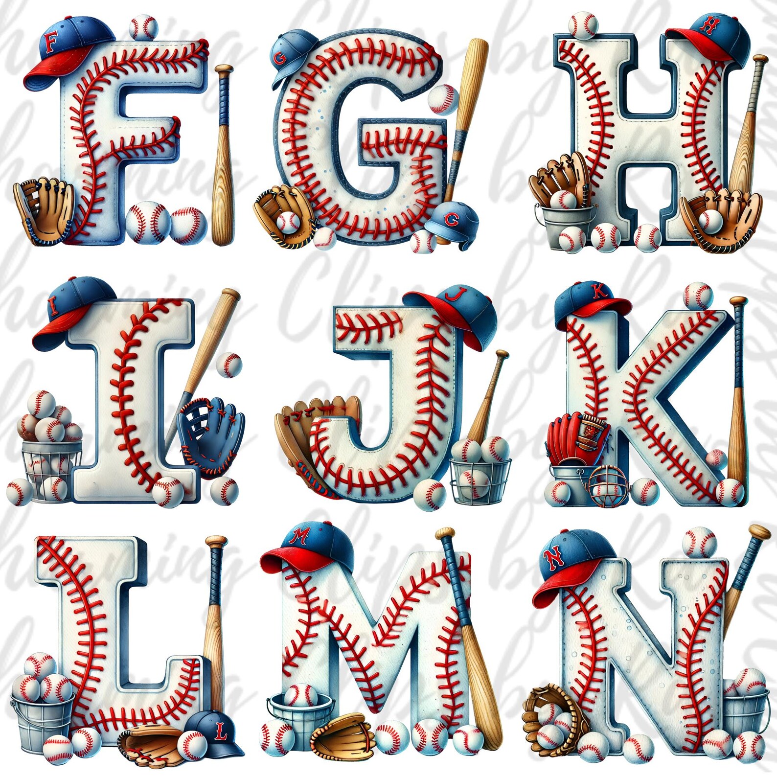 Baseball Alphabet Clipart, Baseball Clipart Bundle, Baseball Alphabet ...