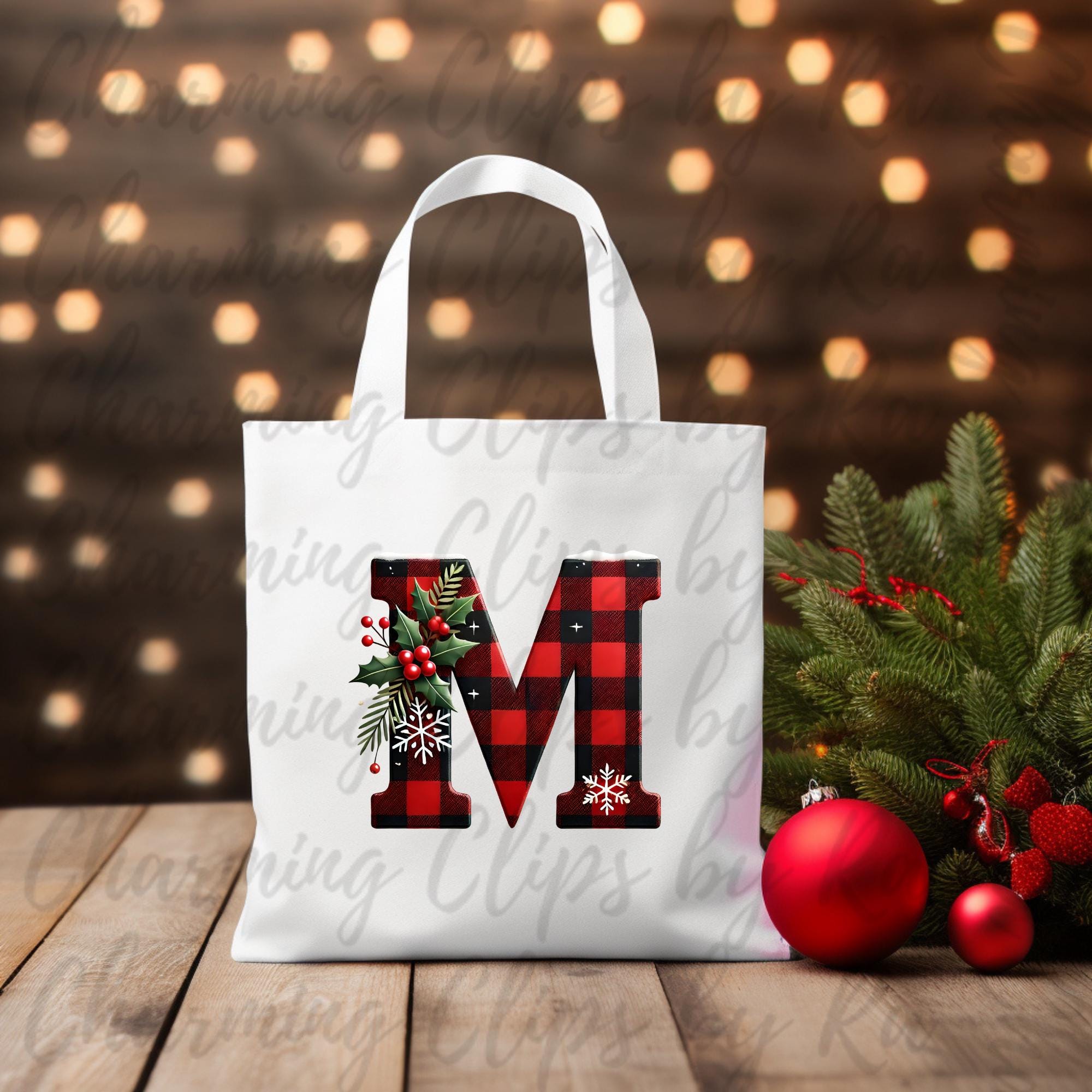 Christmas Alphabet PNG Bundle, Red Plaid Buffalo PNG, Christmas Letters ...