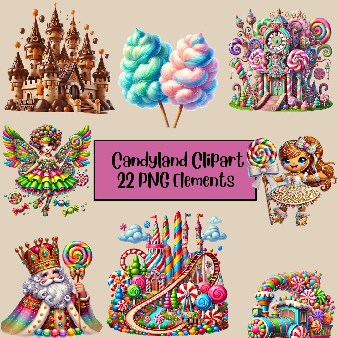 Candyland Clipart, Sweets PNG Bundle, Candy Sublimation, Candy Shop ...