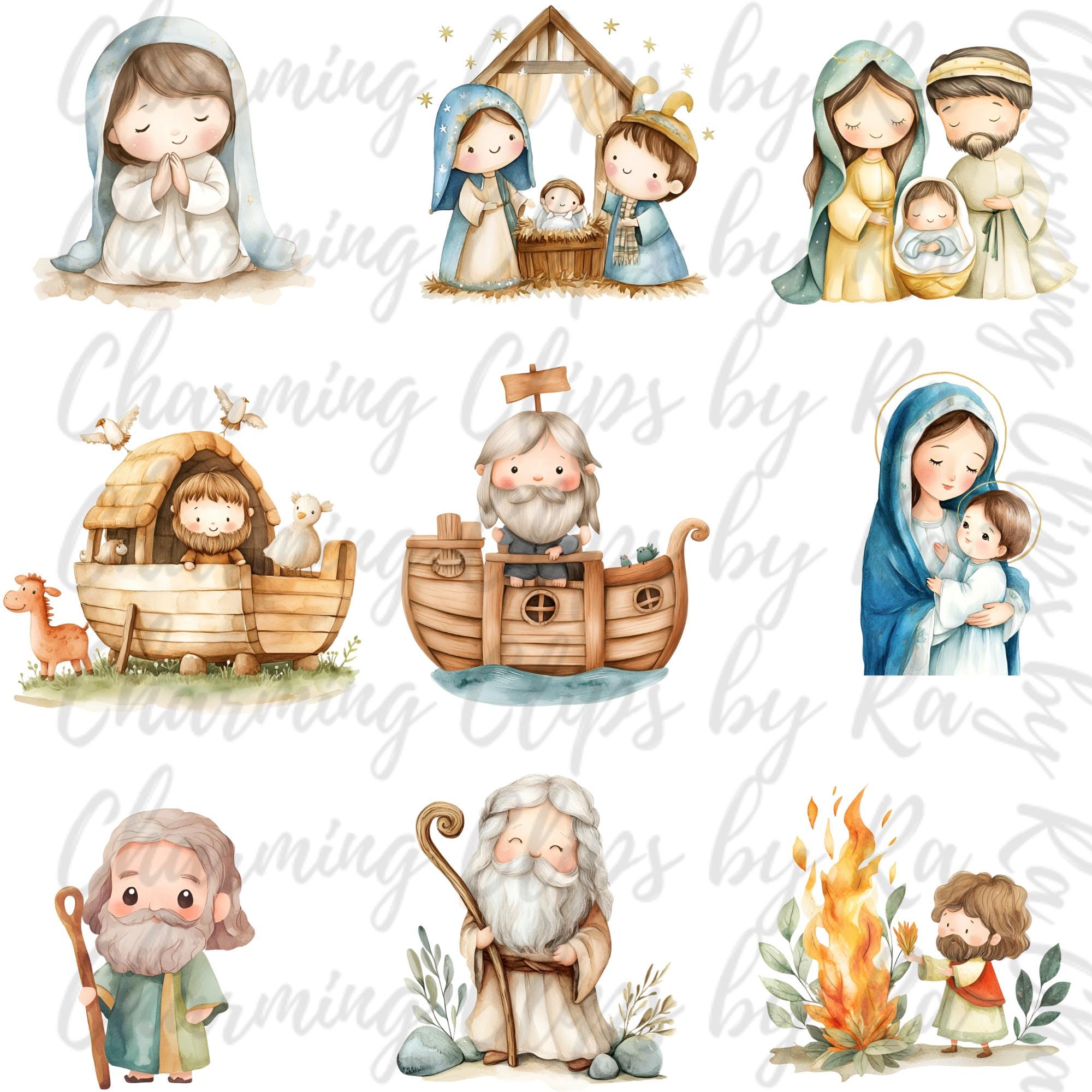 Bible Stories Clipart Bundle, Christianity Clipart, Biblical Characters ...