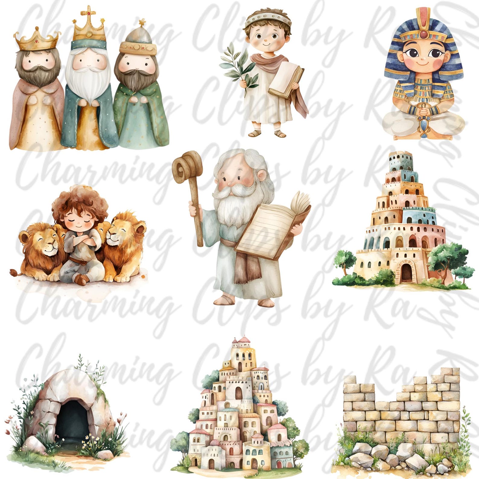 Bible Stories Clipart Bundle, Christianity Clipart, Biblical Characters ...