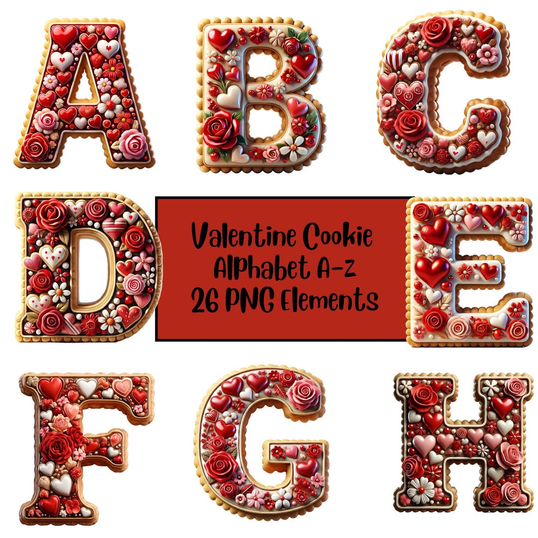 Valentines Day Alphabet PNG, Floral Alphabet, Valentines Letters, Love ...