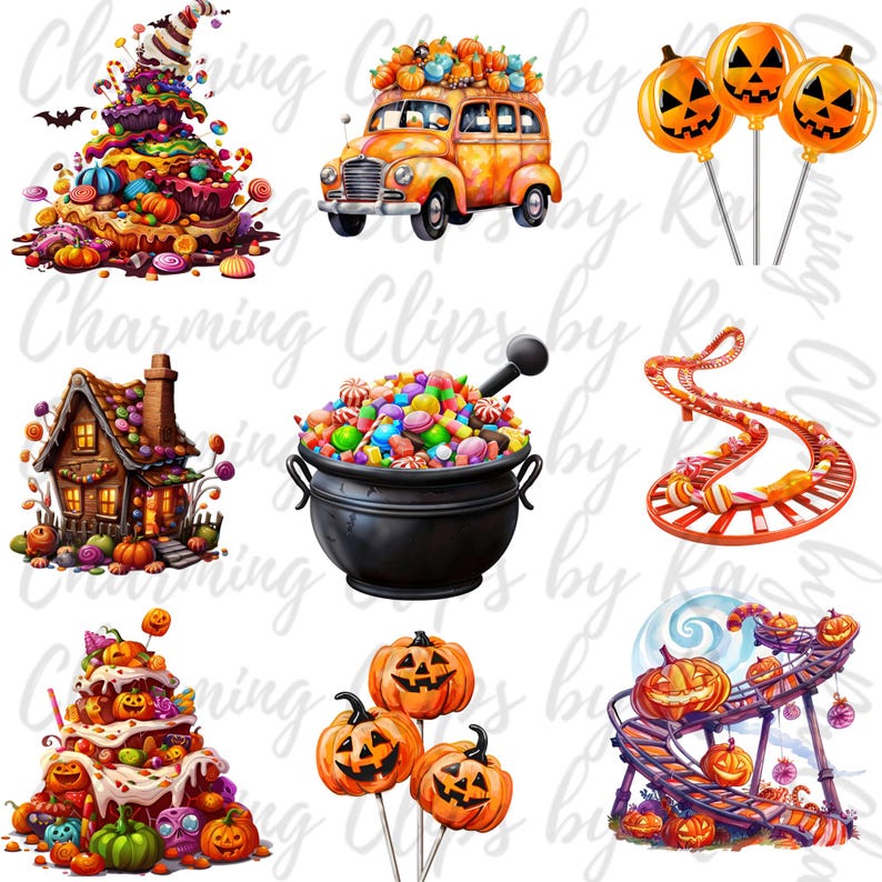 Halloween Candyland Clipart, Sweets PNG Bundle, Candy Sublimation ...