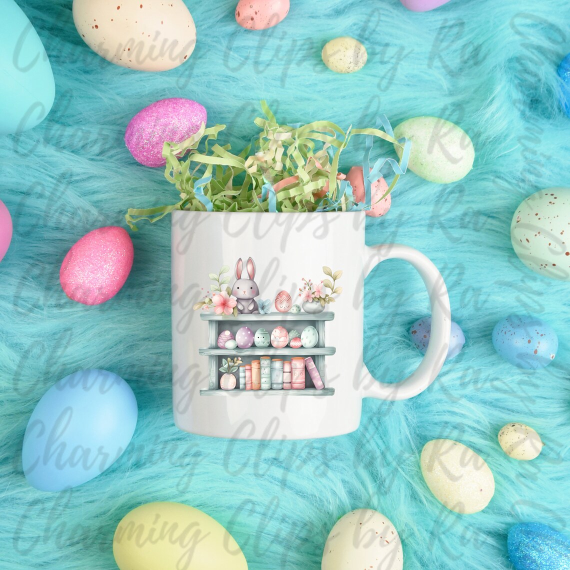 Watercolor Easter Bookcase Clipart, Easter Bookshelf Bundle, Library ...