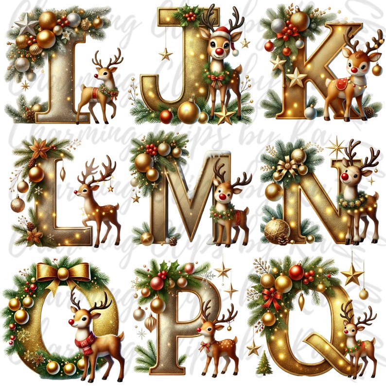 Christmas Alphabet PNG, Reindeer Clipart, Reindeer Alphabet, Christmas ...