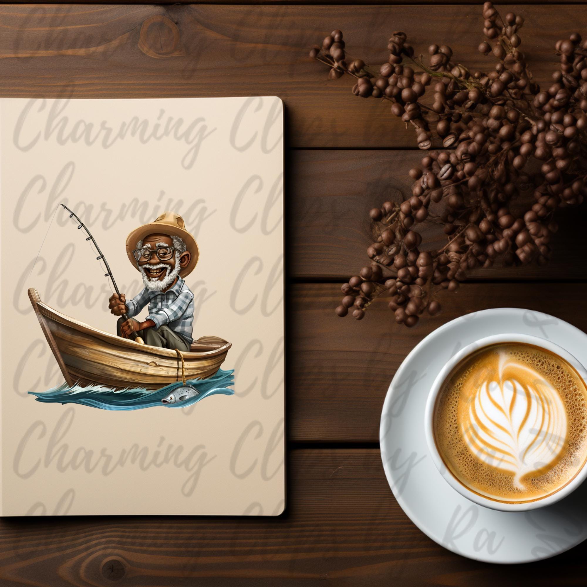 Funny Old Man Clipart, Cute Fishing Clipart, Elderly Clipart, Grandpa ...